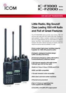 Icom IC-F1000 ,S,T Spec Sheet - Maximon Solutions