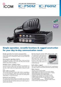 Icom IC-F5012,F6012 Spec Sheet - Maximon Solutions