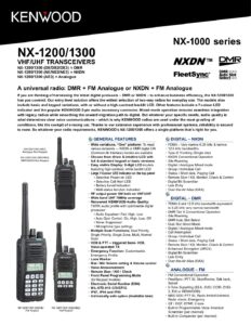 Kenwood NX-1200 Spec Sheet - Maximon Solutions